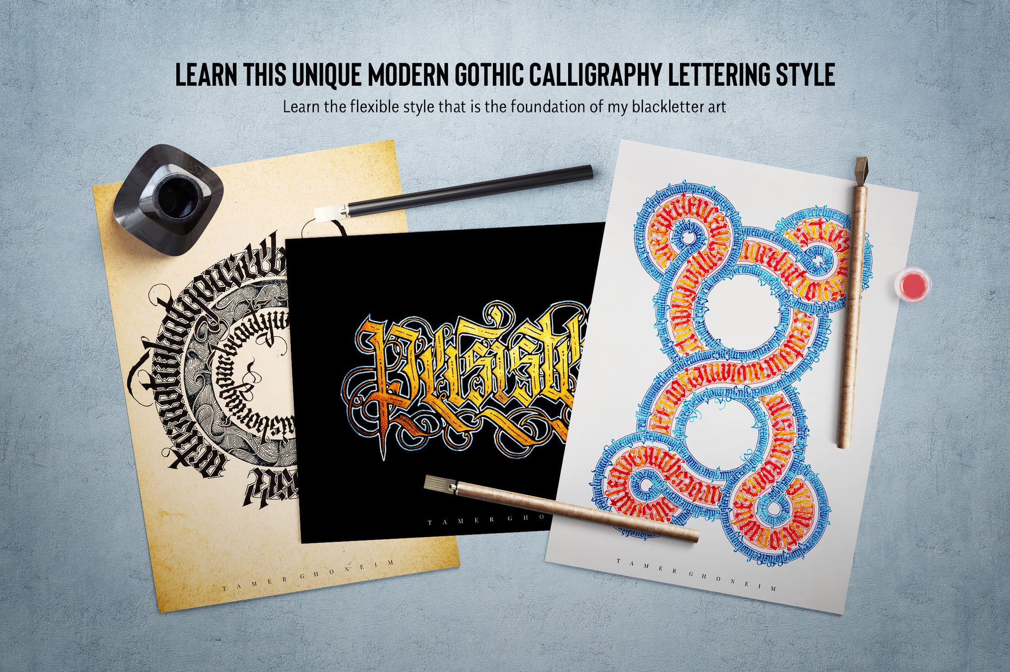The Modern Gothic Calligraphy Instructional Toolbox (Uppercase Alphabe